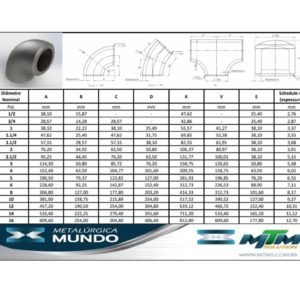 0001 – Curva 90° RL – SCH 40 1/2Aço Carbono A234 WPB B16.9 – MTM Solution